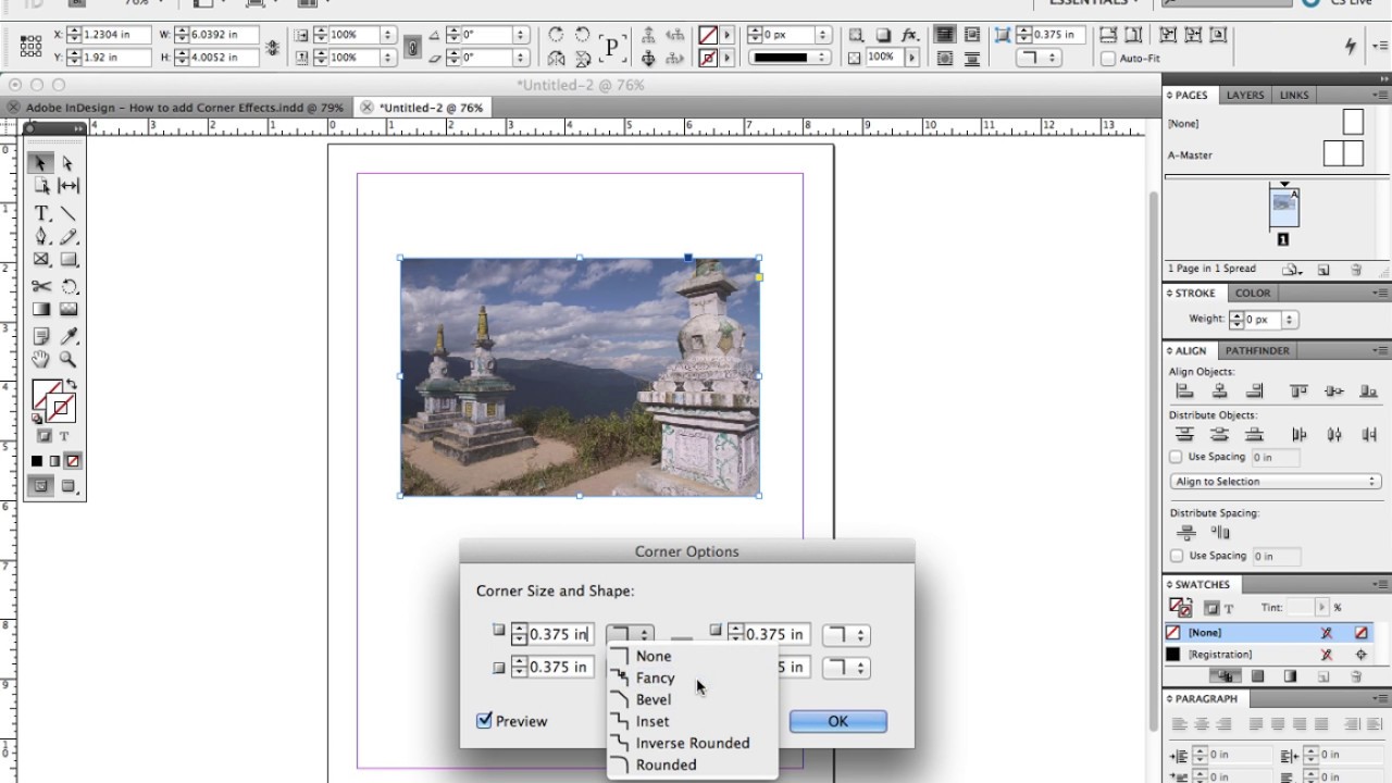 Adobe InDesign - How to add Corner Effects - YouTube