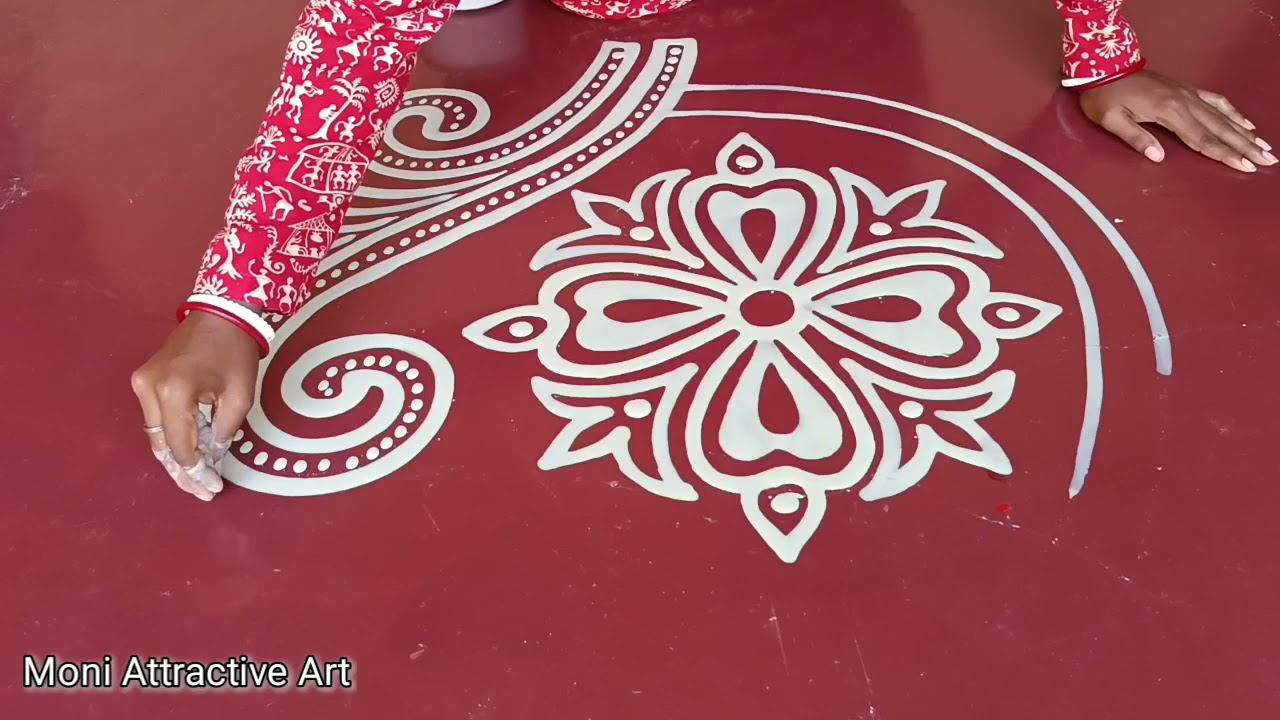 Simple and Small Alpona Design For Beginner//Moni Attractive Art - YouTube