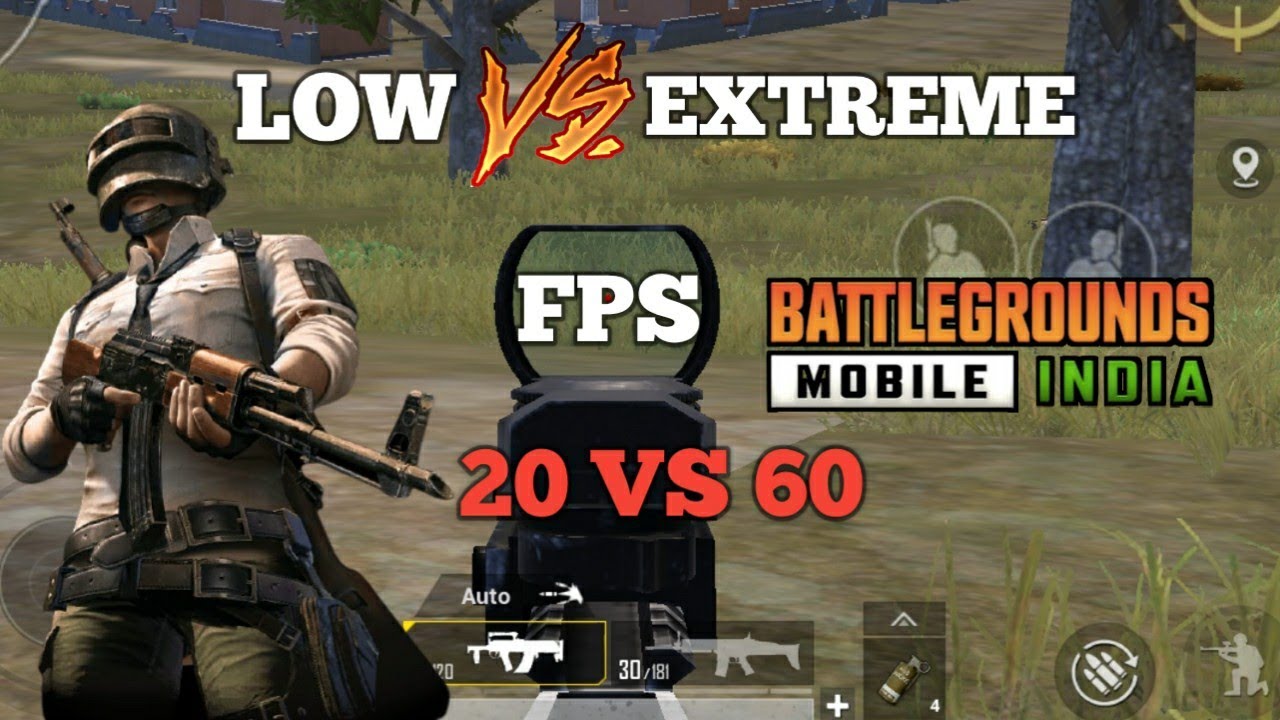 🧐20 fps vs 60 fps in bgmi game | low vs extreme fps bgmi gameplay | low ...