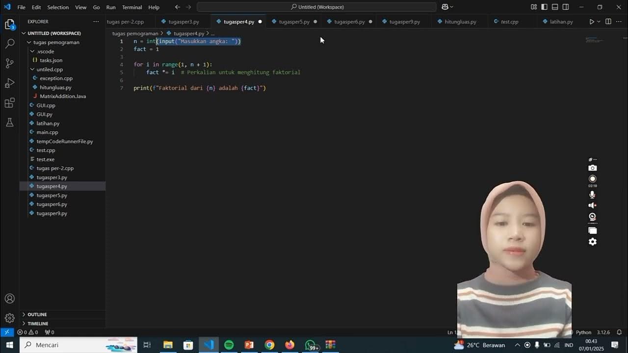 MEMBUAT PROGRAM FAKTORIAL DI PYTHON - YouTube