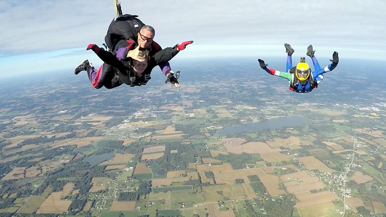Double camera tandem skydive with final surprise - YouTube