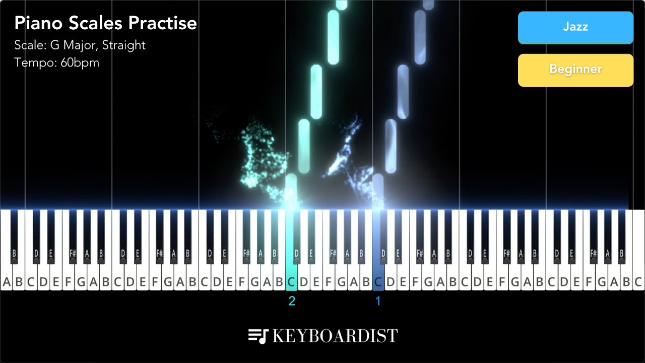Keyboard Daily Practise | Jazz Level 1 | G Major Scale Straight | 60bpm ...