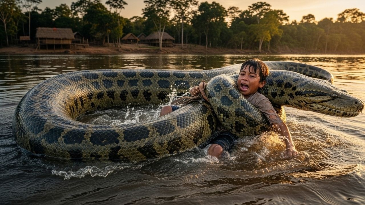 Anaconda Snake Attack On Boy In Swamp | Giant Snake Attack In Jungle ...