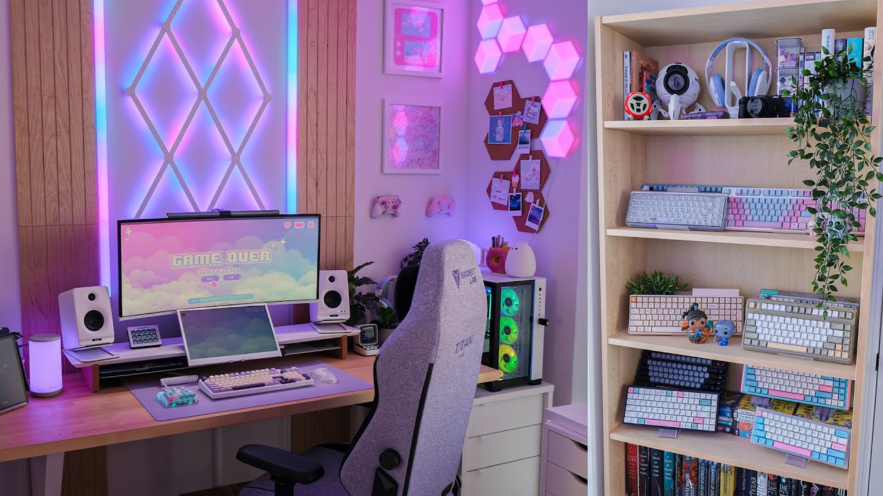 LOTS of Gaming Setup Upgrades 🎮 New bookshelf, Keyboard, RGB ...