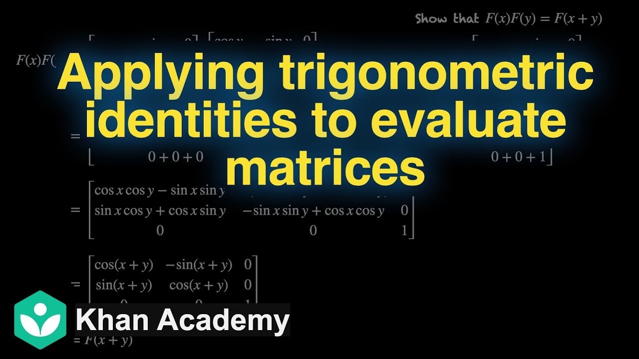 Apply trigonometric identities to evaluate matrices(Hinglish)|Matrices ...