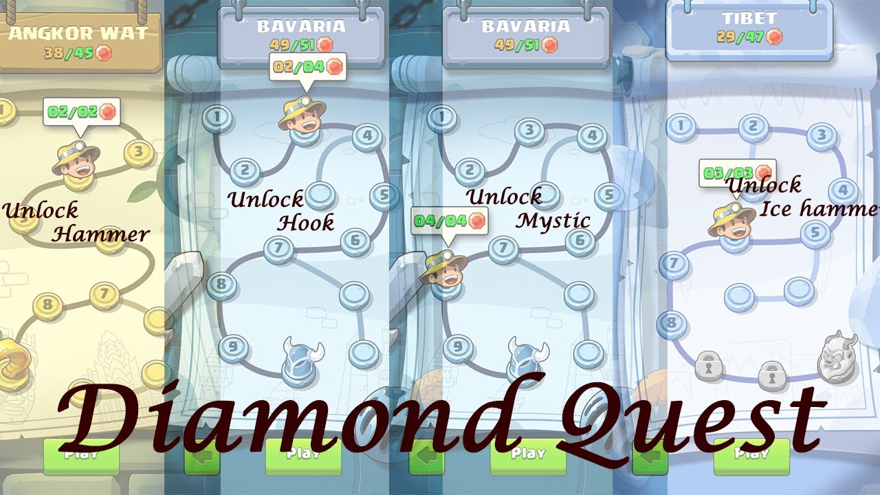 Diamond Quest how to unlock Hammer Mystic (used to swim) Hook and Ice ...