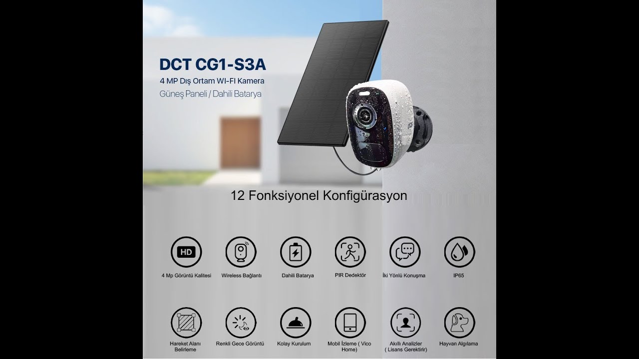 DCT CG1-S3A 4MP 2.97MM LENS IR LED / FULL COLOR H265 IP65 SOLAR PANELLI ...