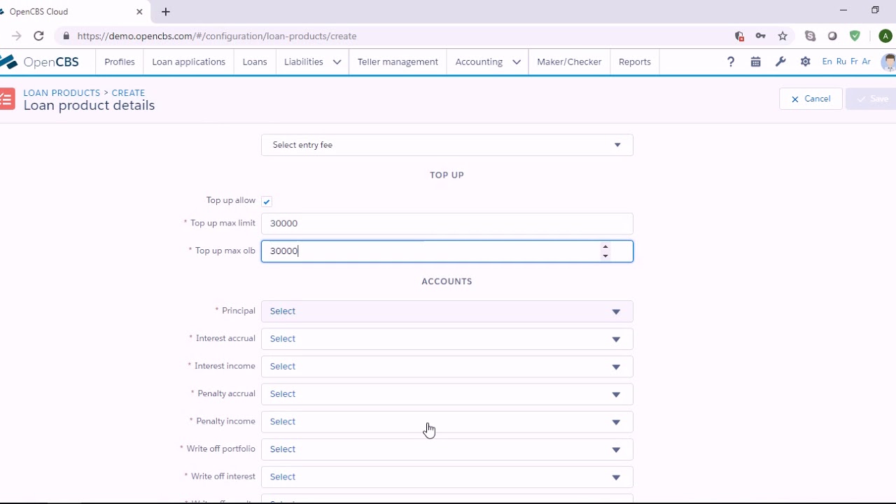 Creating a Loan Product in the OpenCBS software - YouTube