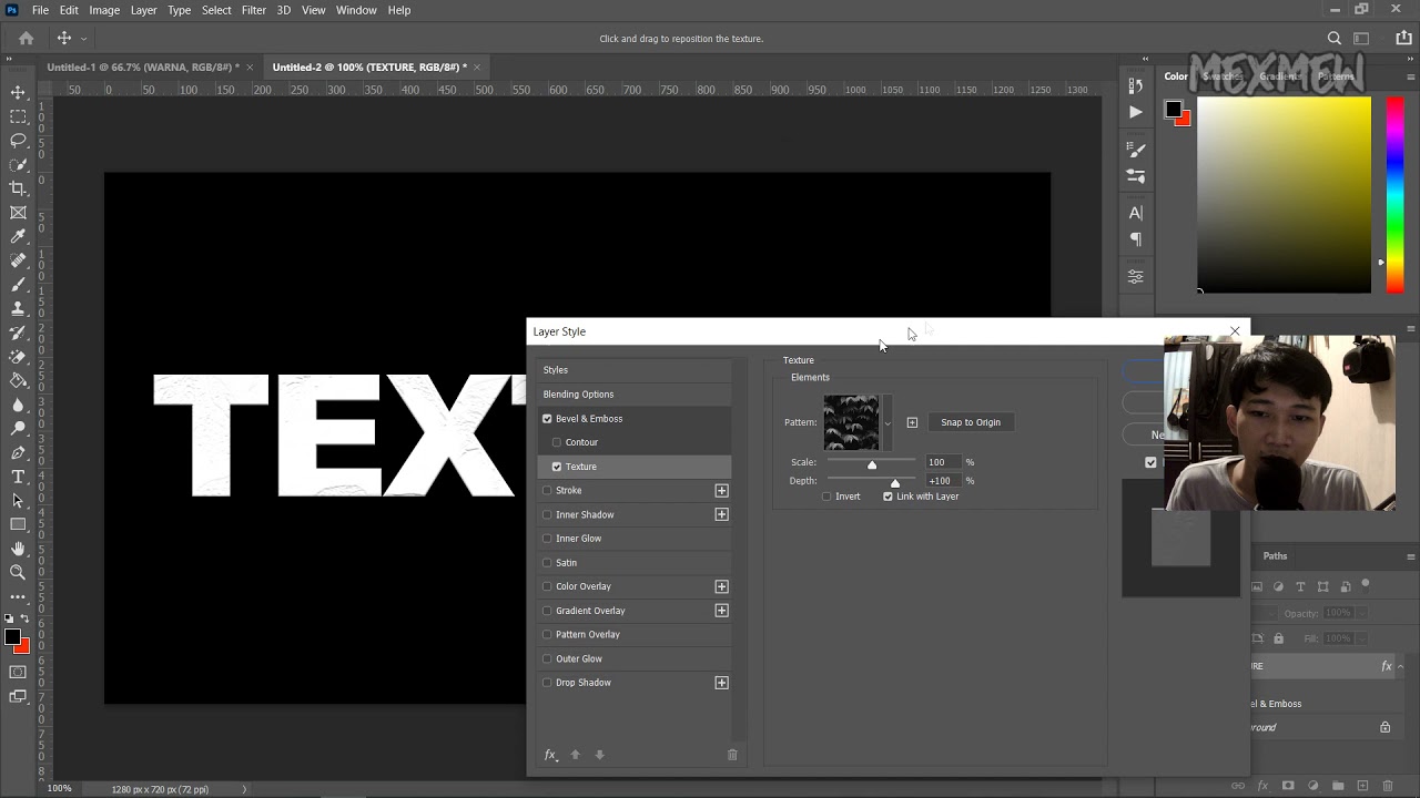 Cara Memberikan Efek Tekstur pada Teks di Photoshop - YouTube