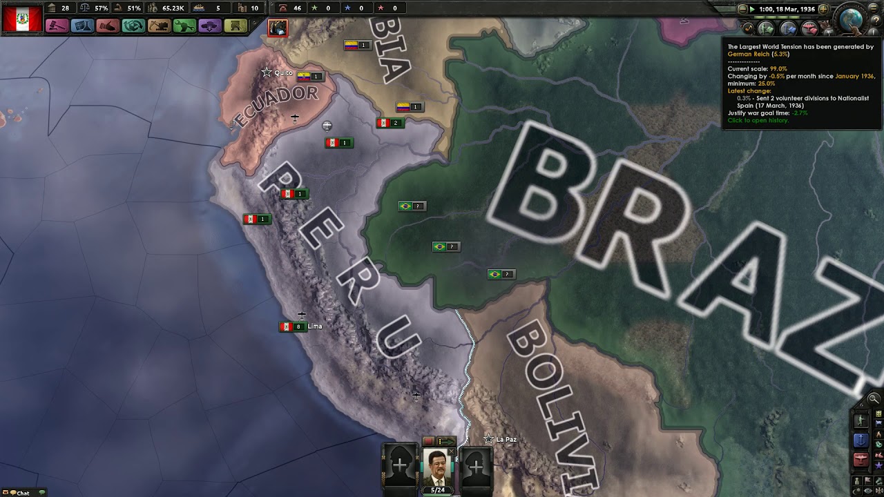 Hearts of Iron 4 - Peru and Bolivian alliance - w/ jennings - YouTube