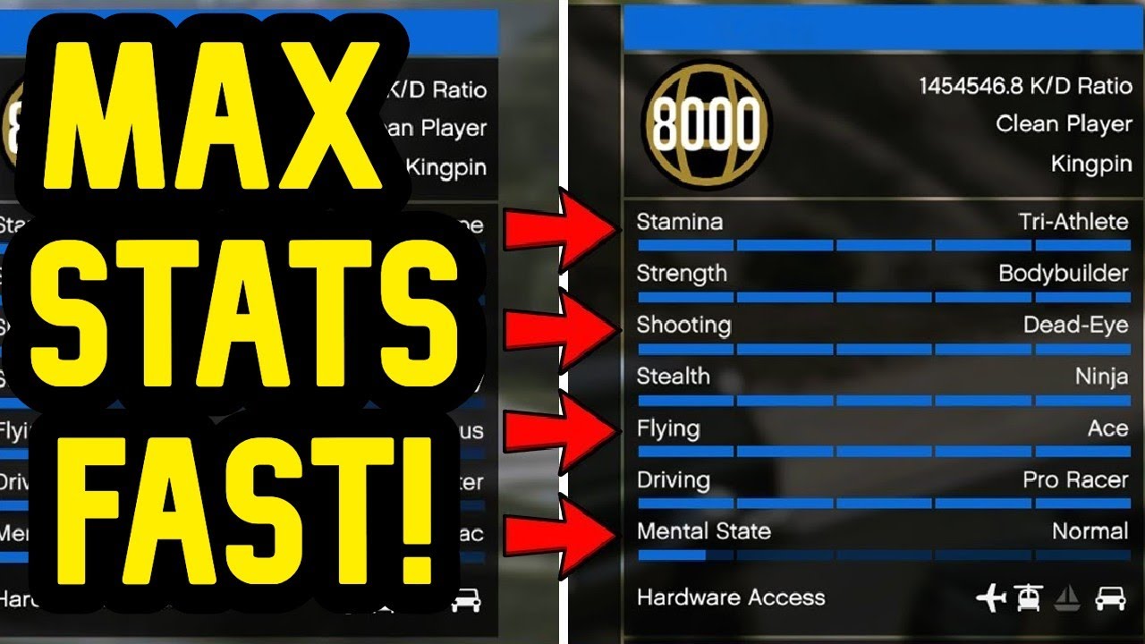 HOW TO MAX CHARACTER STATS FAST - GTA 5 Online - YouTube