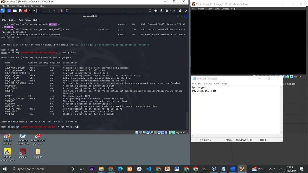 Exploit Port 23 Telnet Kali Linux Metasploitable Ethical Hacking Youtube