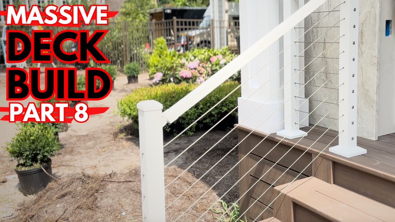 Building a MASSIVE Deck Part 8 - How to Install Cable Railings - YouTube