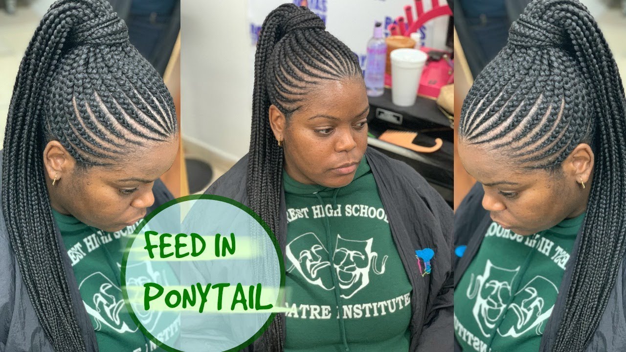 HIGH( LONG) FEED IN PONYTAIL . (WATCH ME AS I BRAID) - YouTube