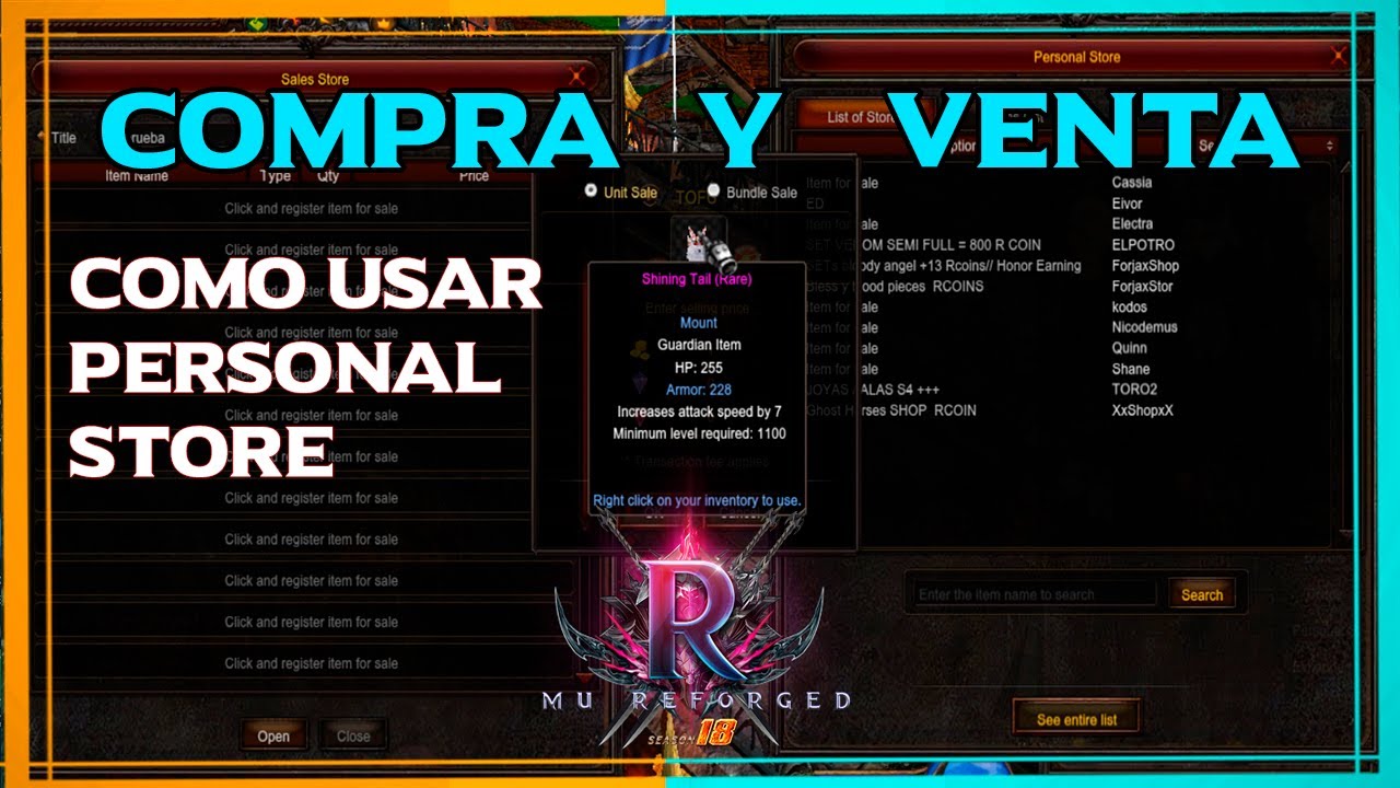 Como utilizar Personal Store | Mu Reforged - S18🔥 - YouTube