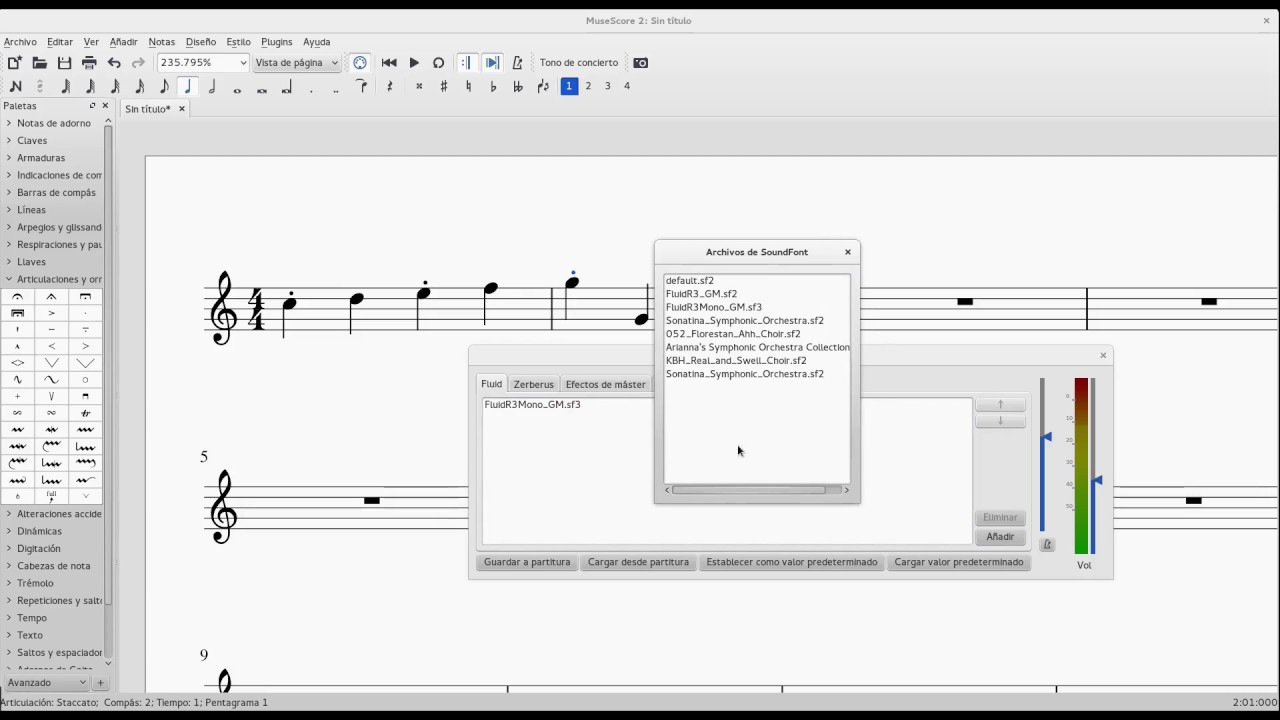 Sonido en Musescore: Efectos de sonido y cambio de soundfont - YouTube