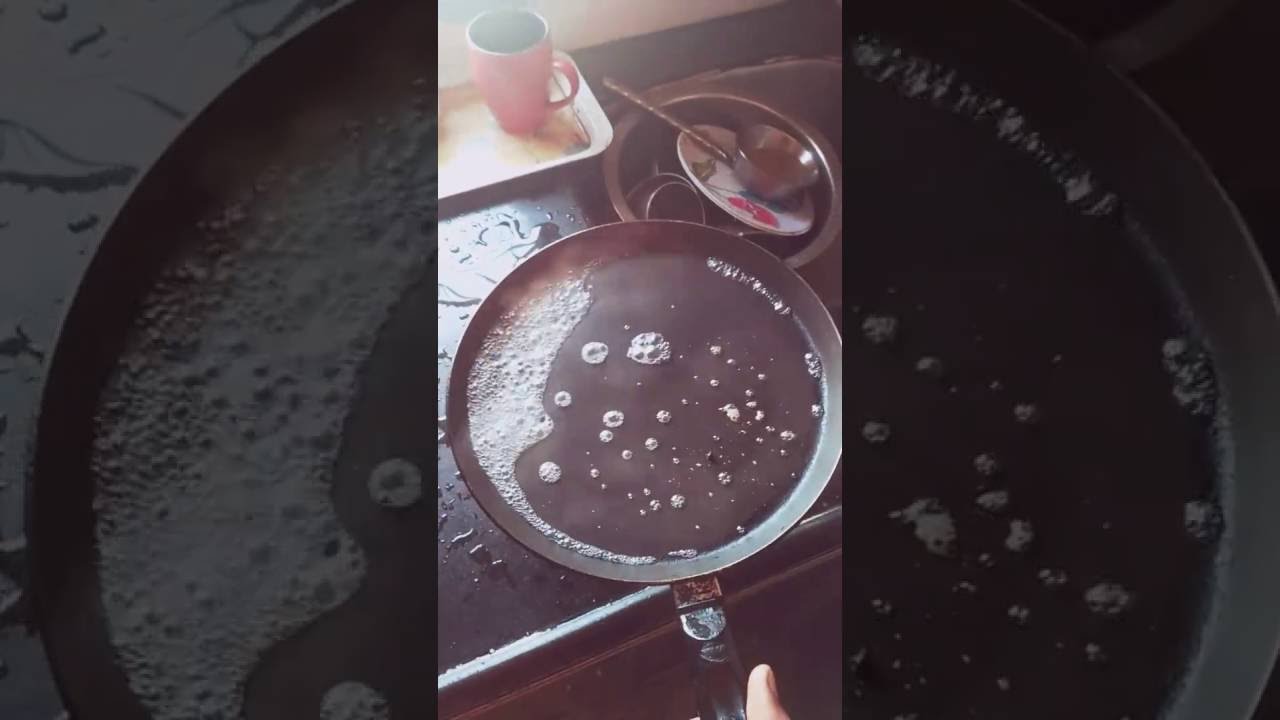 Water sizzling on hot non_stick pan. - YouTube