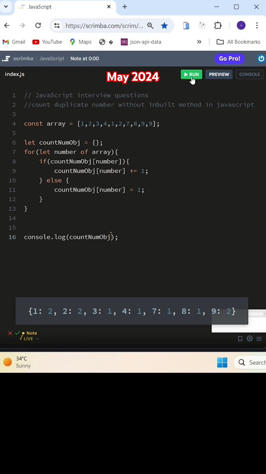 129200 Count Duplicate Array Softwareengineer Coding Javascript Webdevelopment Developer