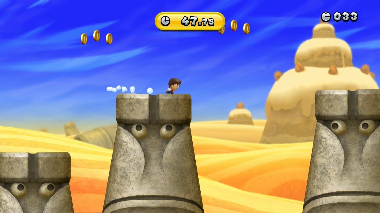 New Super Mario Bros. U - Time Attack - Stone-Eye Desert Dash (53.74 ...