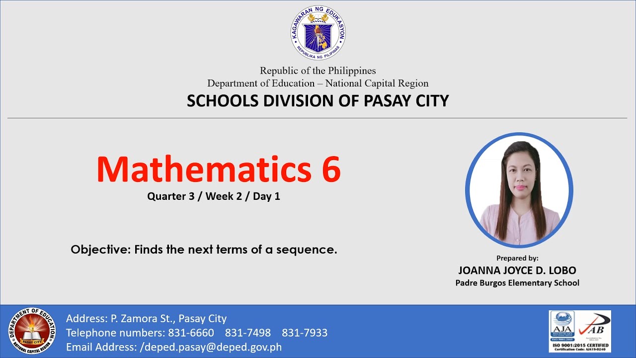 DepEd Pasay Math6 Q3-W2-D1 - YouTube