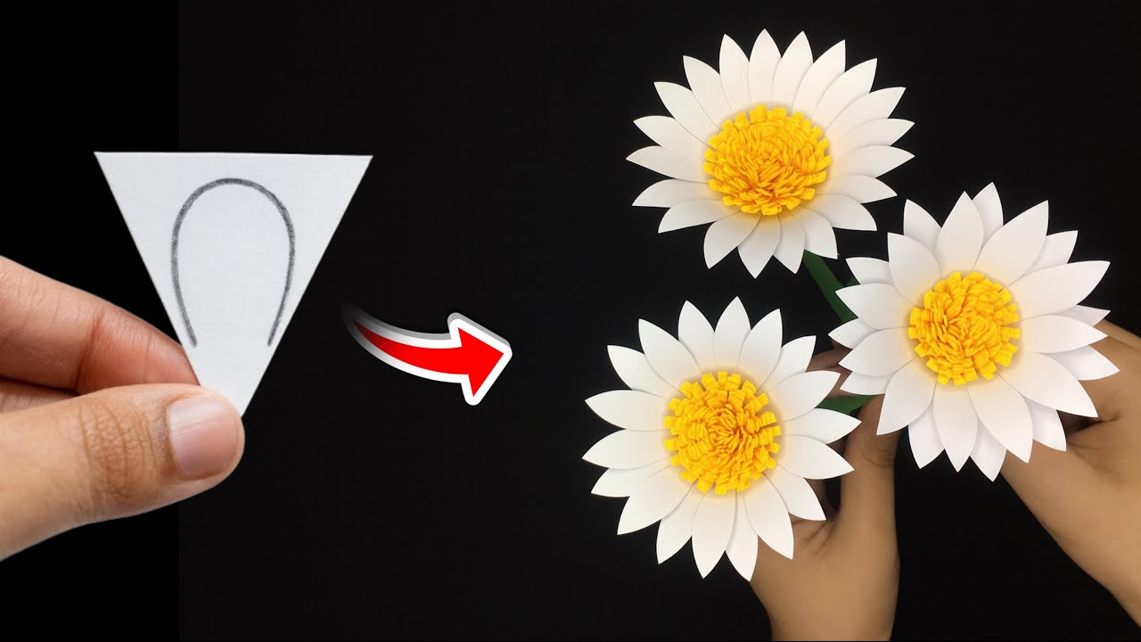 DIY Paper Daisy 🌼 Easy Paper Flower Tutorial | Step by Step Craft Idea ...