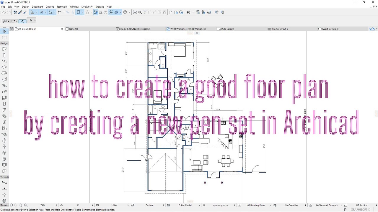 How to create a good floor plan by creating a new pen set in Archicad ...