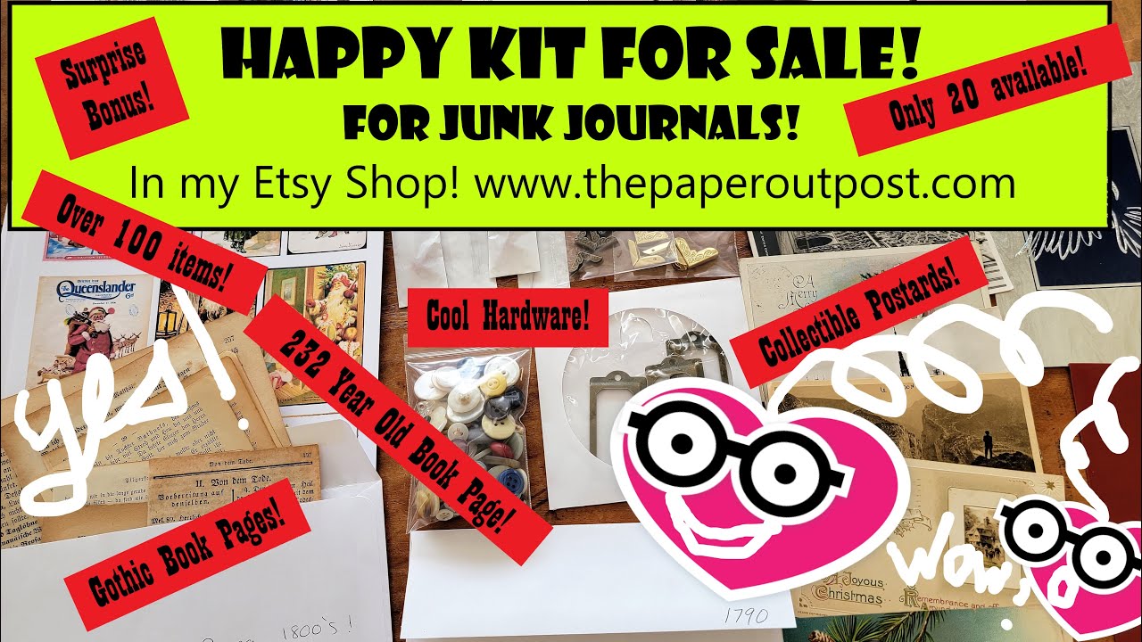ALL SOLD! HAPPY KIT FOR JUNK JOURNALS! In My Etsy Shop! :) Only 20 ...