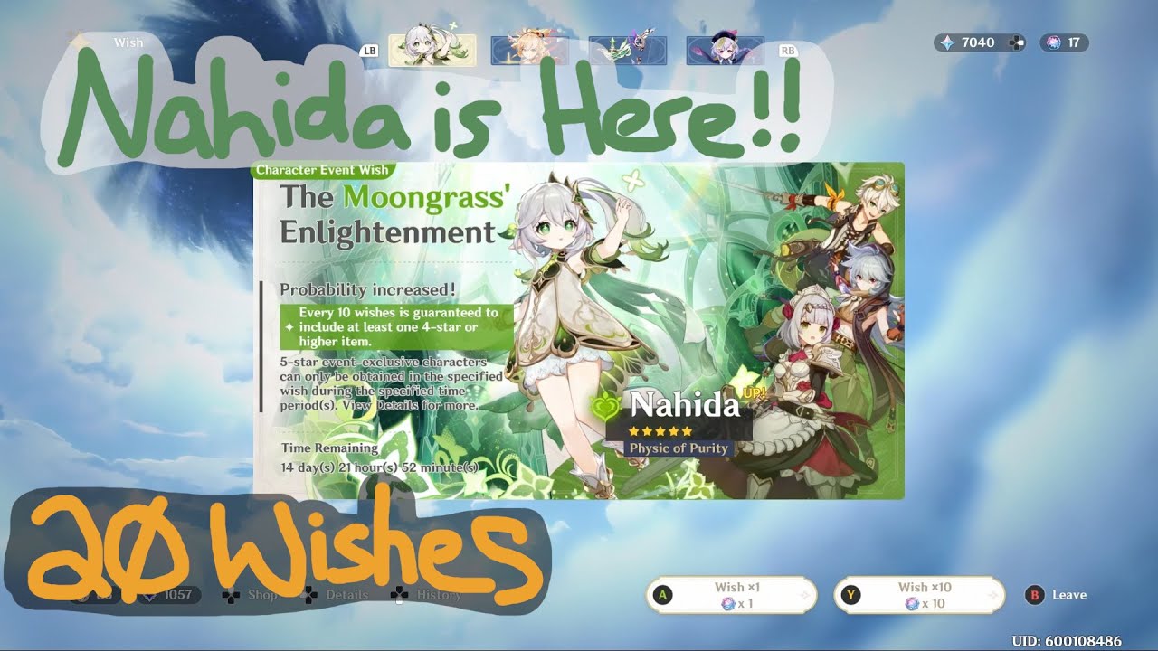 New Nahida Banner; 20 pulls [Genshin 3.2 Wishes Week 1] - YouTube