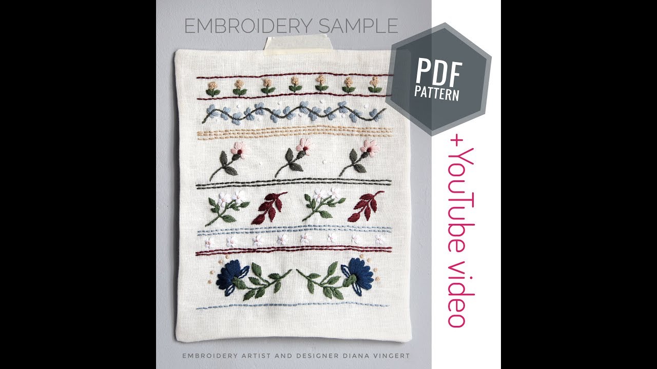 Basic stitches for beginners/ hand embroidery sampler - YouTube