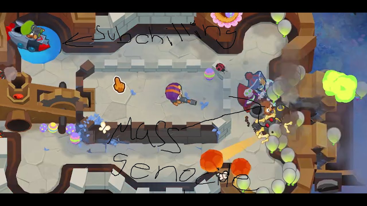 destroying Bloons in the new castle map in BTD6 - YouTube