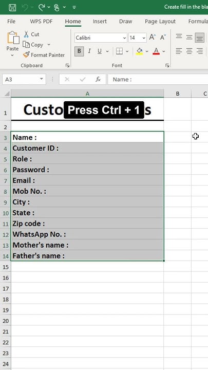Creat fill in the blanks in excel | #exceltutorial #exceltricks #excelshorts #learnexcel # ...