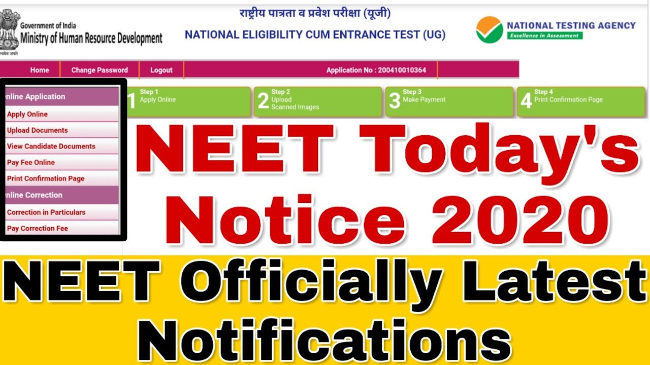NEET Officially Latest Notification 2020||NTA Latest Notification|NEET ...