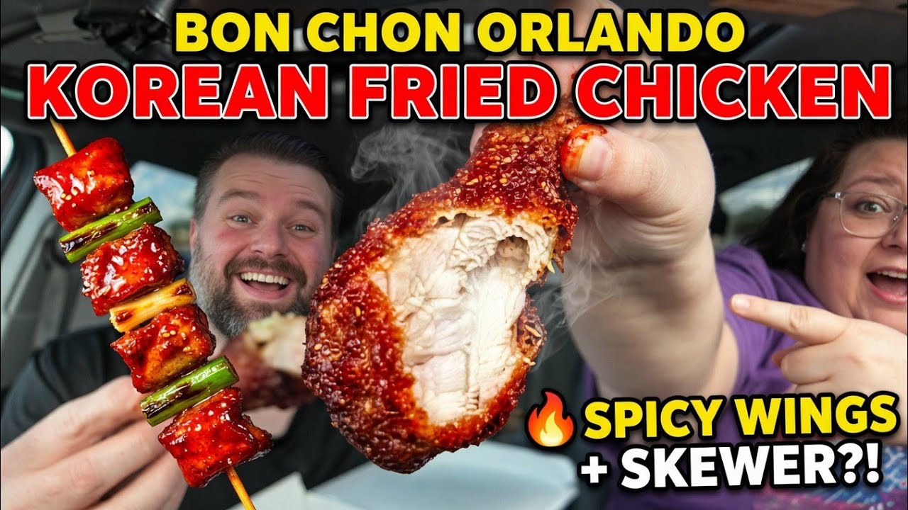 Bon Chon Korean Fried Chicken Review! 🔥 SPICY Double-Fried Wings, Corn ...