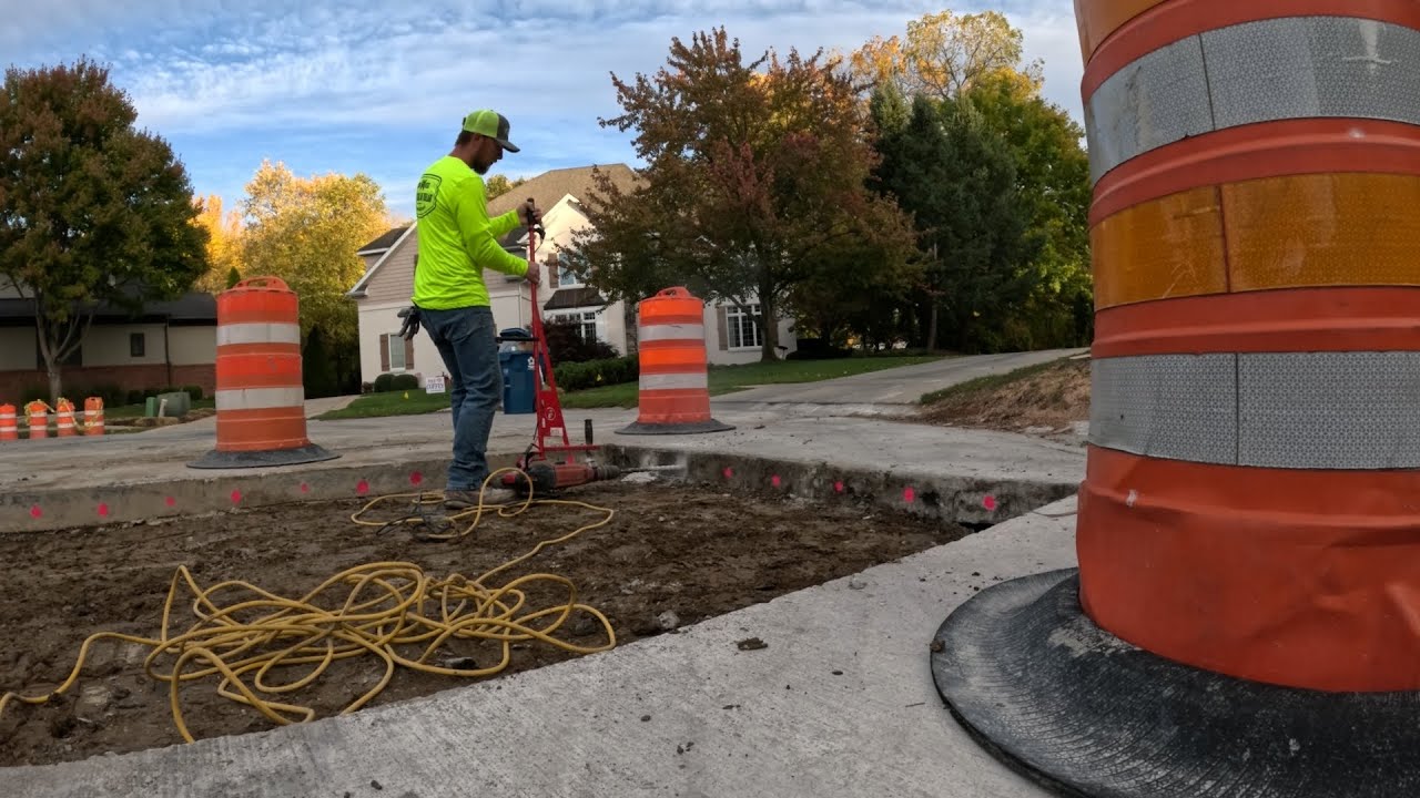 Drilling Dowel Bars into Concrete with Hilti Hammerdrill - Road Work ...
