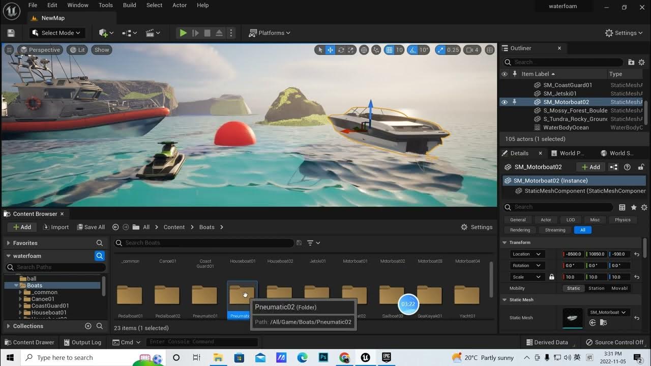 Unreal Engine 5 Chinese tutorial: Twinmotion Boats Pack 1 .初学者虚幻5中文教程：虚幻商城好物分享 - YouTube