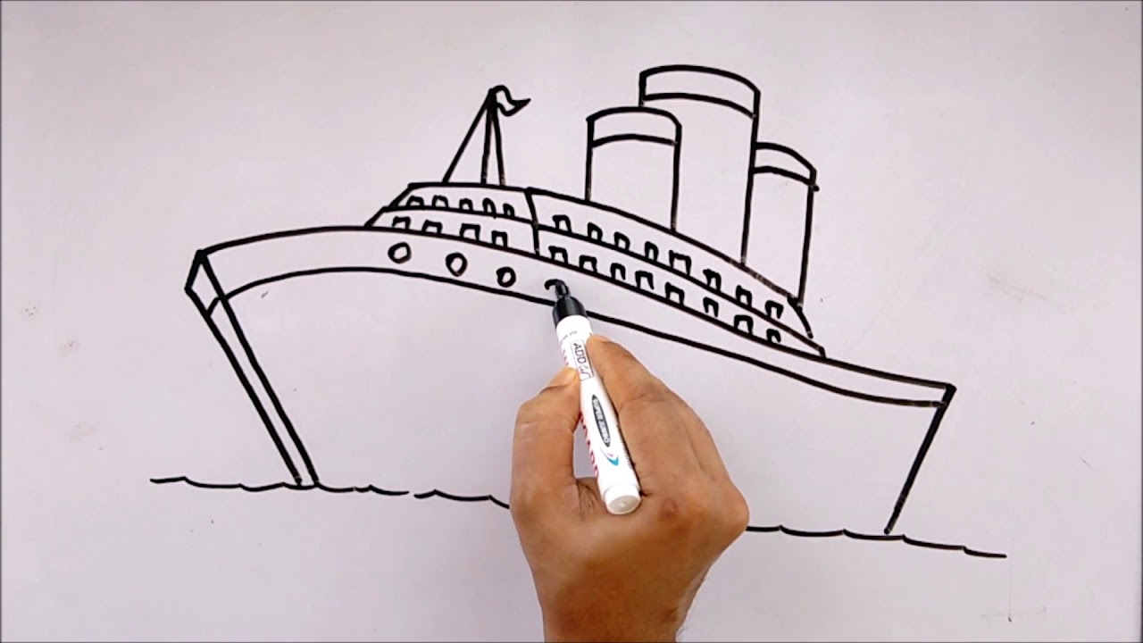 A Ship | Simple Drawing Lessons for Kids & Beginners - YouTube