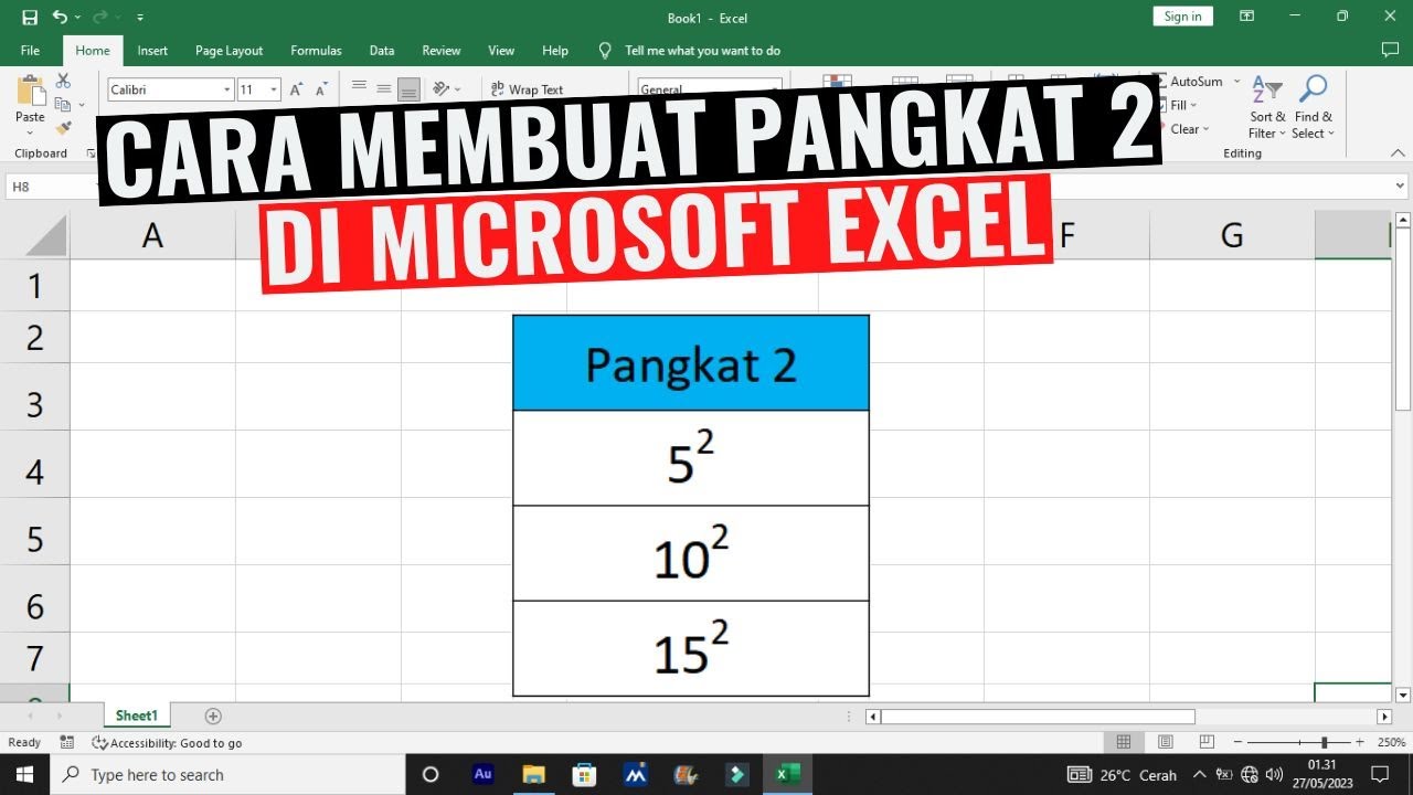 Cara Membuat Pangkat 2 Di Microsoft Excel YouTube