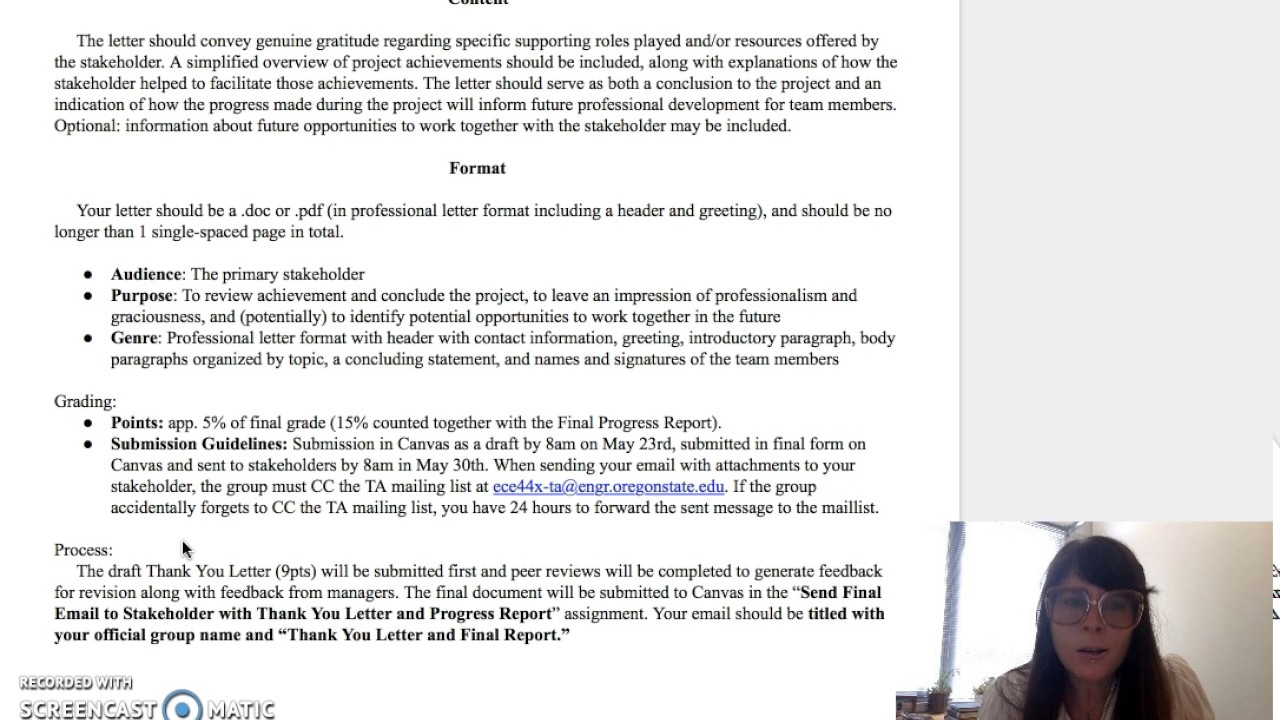 Thank You Letter to Stakeholder Assignment Video - YouTube