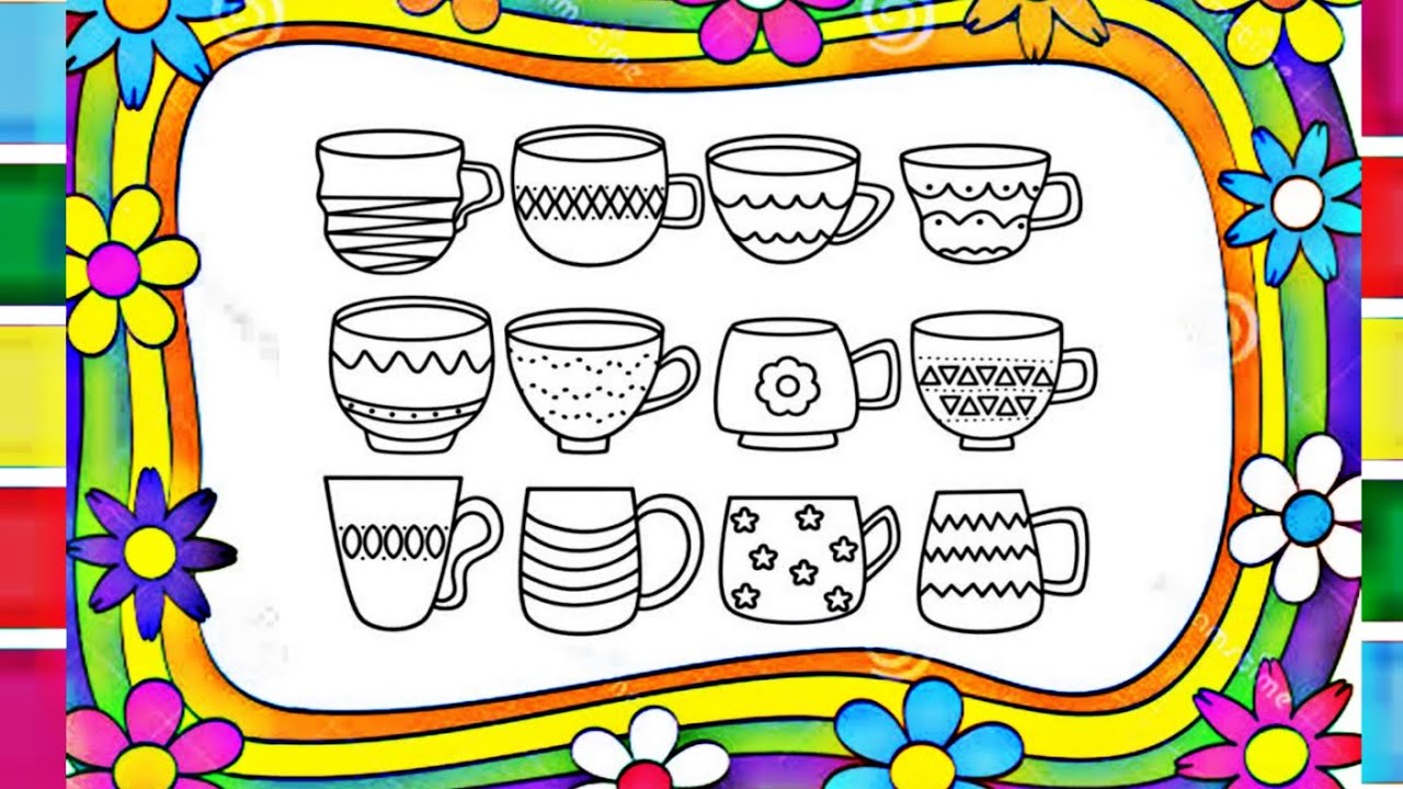 C for Cup 🍵 - Coloring In 🍵 Cups - Coloring Tutorial For Kids 😊 - YouTube
