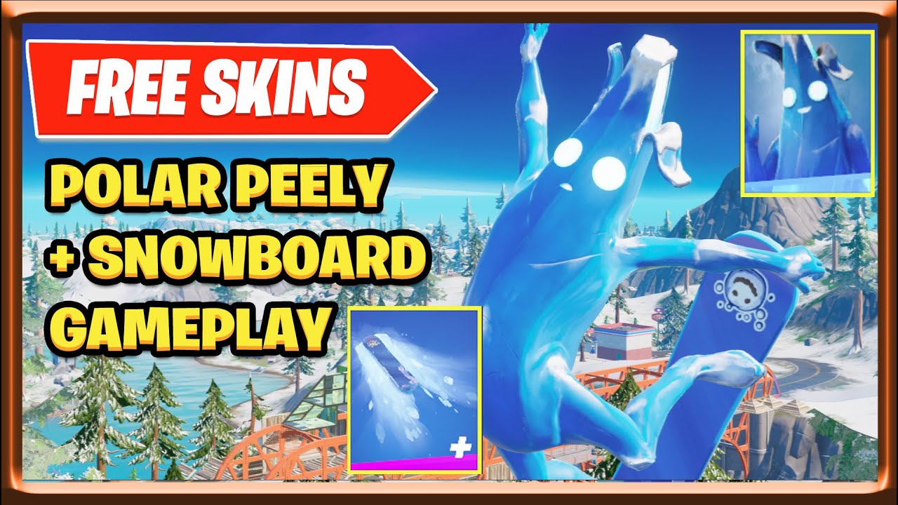 Fortnite New Free Polar Peely and Snowboard Skin Gameplay Random Squad ...