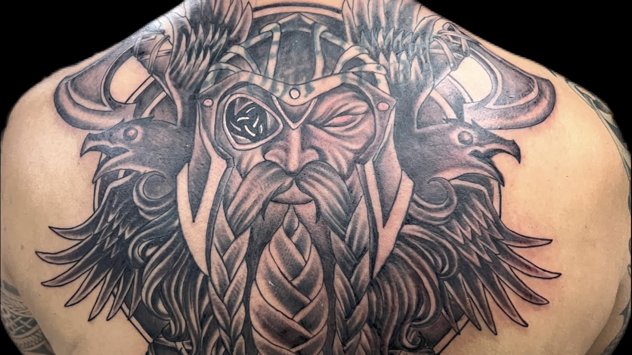 Coverup odin back tattoo - YouTube