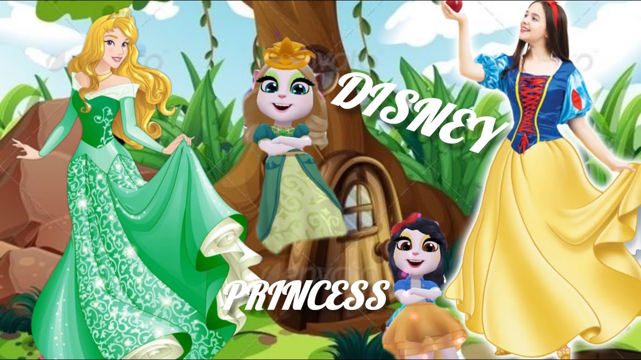 Disney Princess||My Talking Angela 2||Snow White Aurora and Angela ...