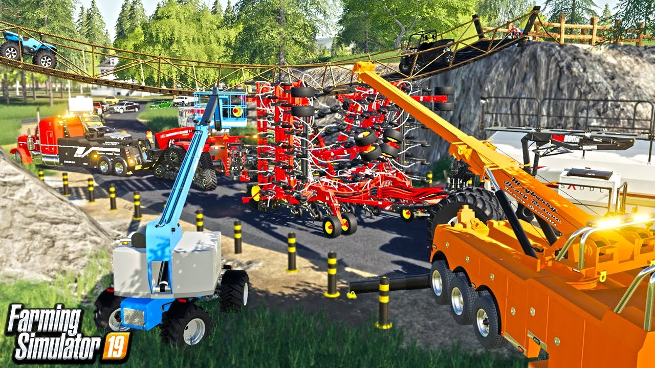 FARMER WRECKES INTO BRIDGE (CRASH RECOVERY) FARMING SIMULATOR 19 - YouTube