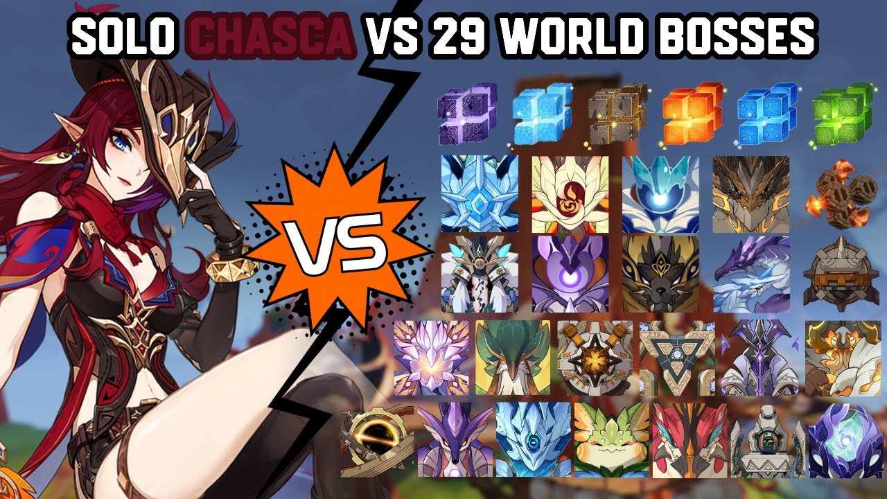 Solo C0 Chasca vs 29 World Bosses (WL 9) Without Food Buff | Genshin ...