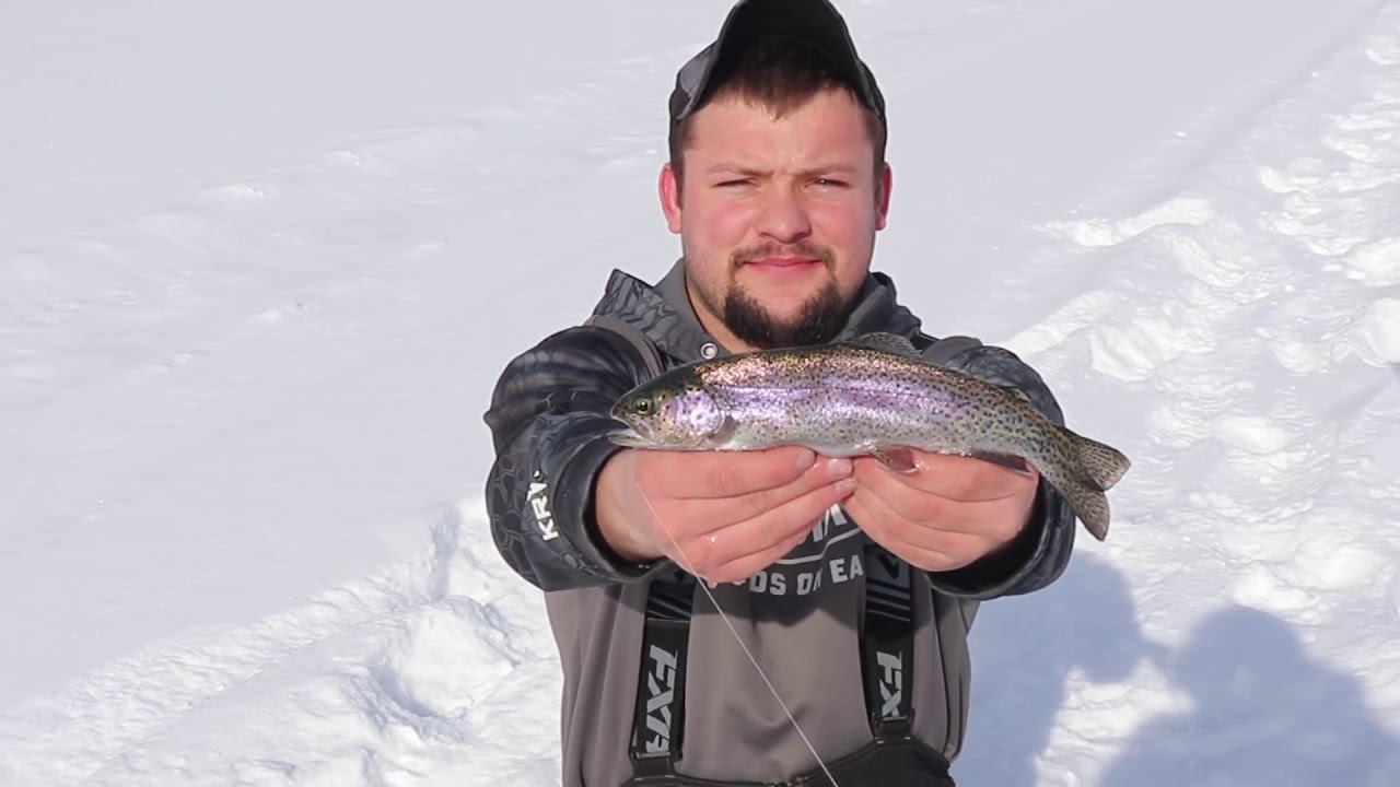Ice Fishing A Private Pond - YouTube