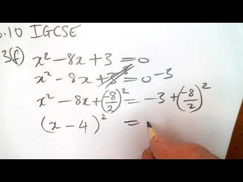 Completing the square IGCSE Ex 13 10 Q3f - YouTube