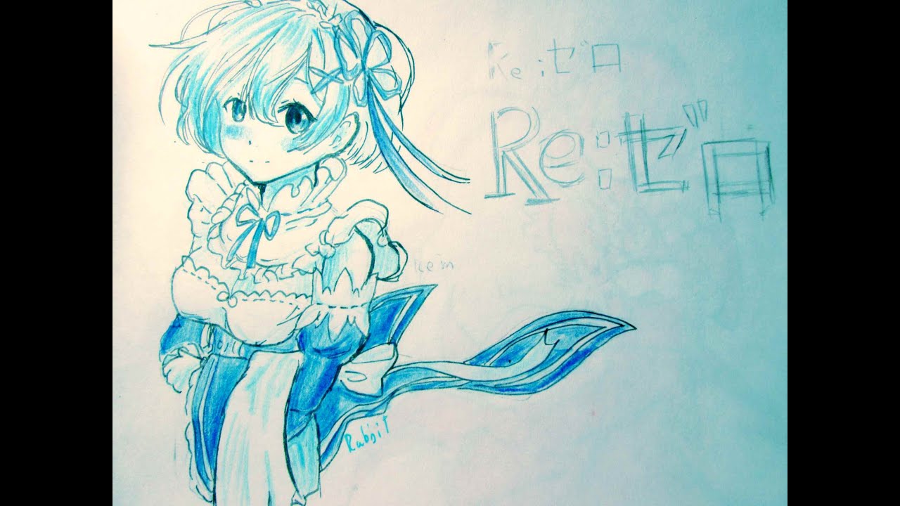 How to draw Rem from Re : zero - YouTube
