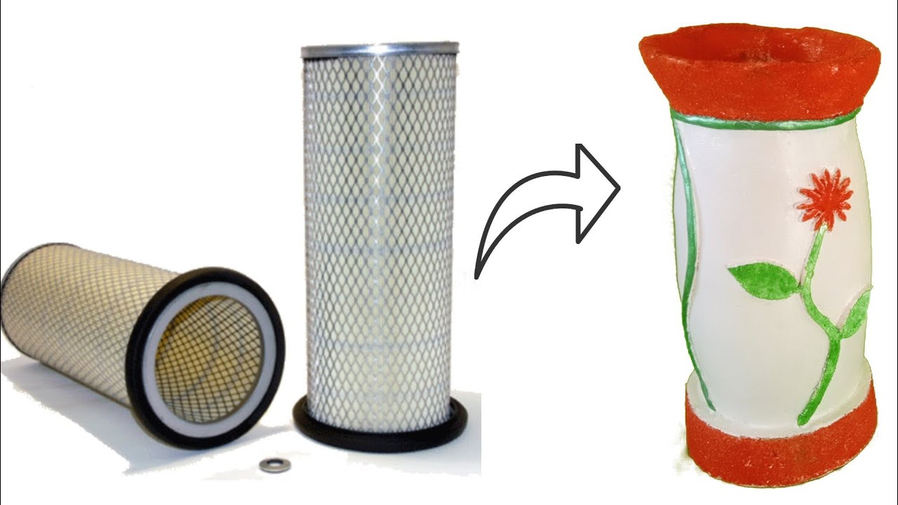 How To Make Old Air Filter Flower Pot - YouTube
