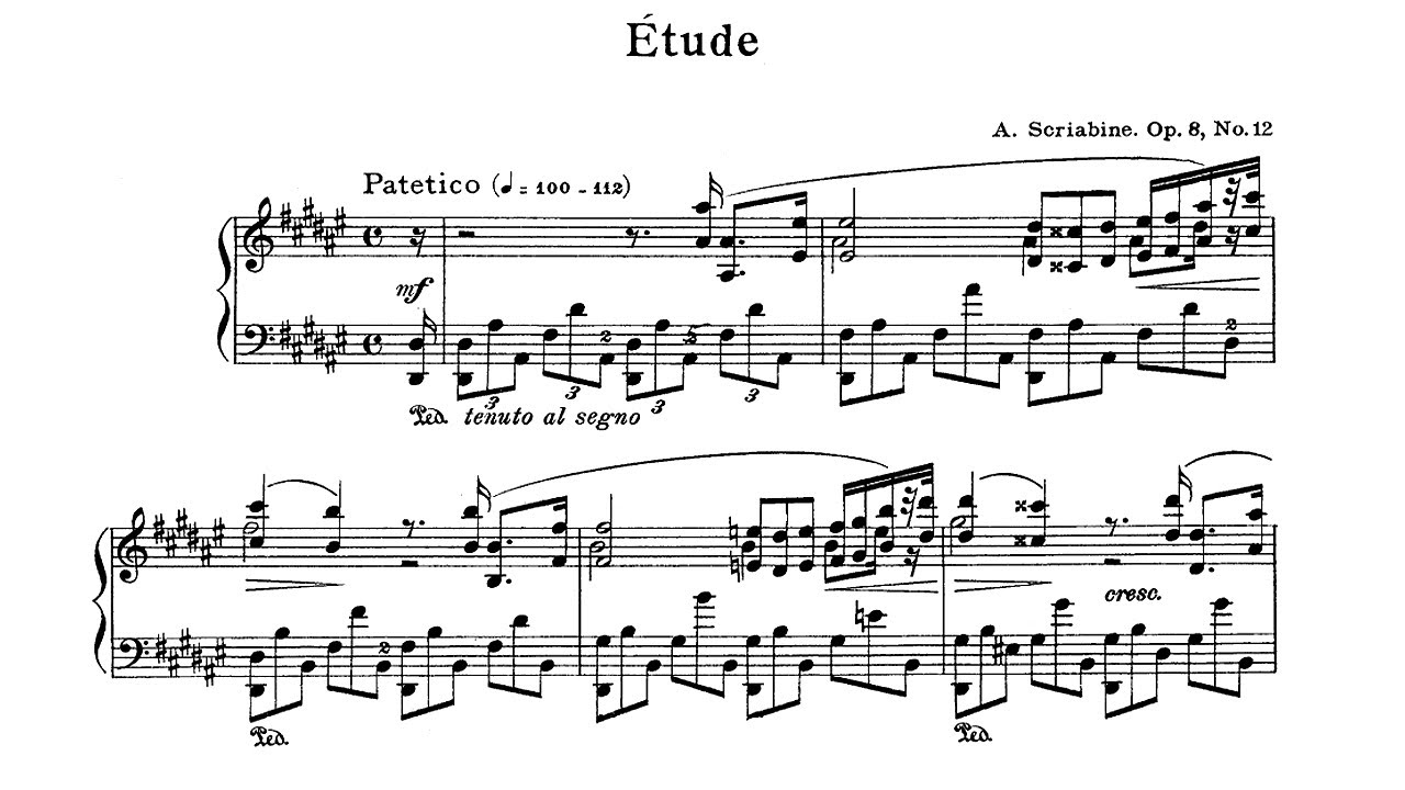 Scriabin: Etude Op. 8 No. 12 in D sharp minor - Alexander Scriabin ...
