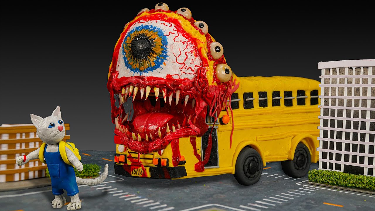 Making The kitten encountered a mutated school bus monster on its way ...